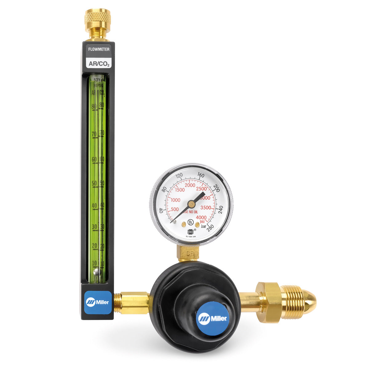 Miller® Heavy Duty 2 Stage Argon and CO2 Flowmeter Regulator, CGA 580 ...